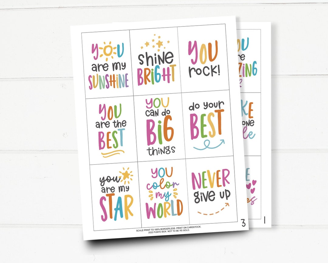 Printable Lunch Box Notes. 45 Encouraging Notes for Kids and Tweens ...