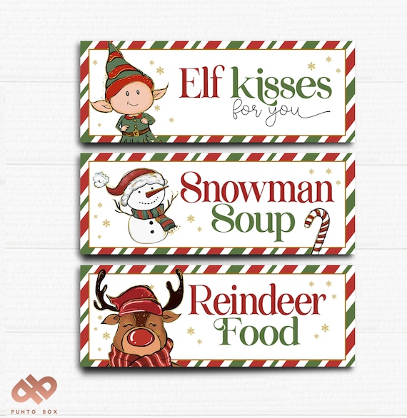 Christmas printable treat bag toppers. Elf Kisses. Reindeer Food ...