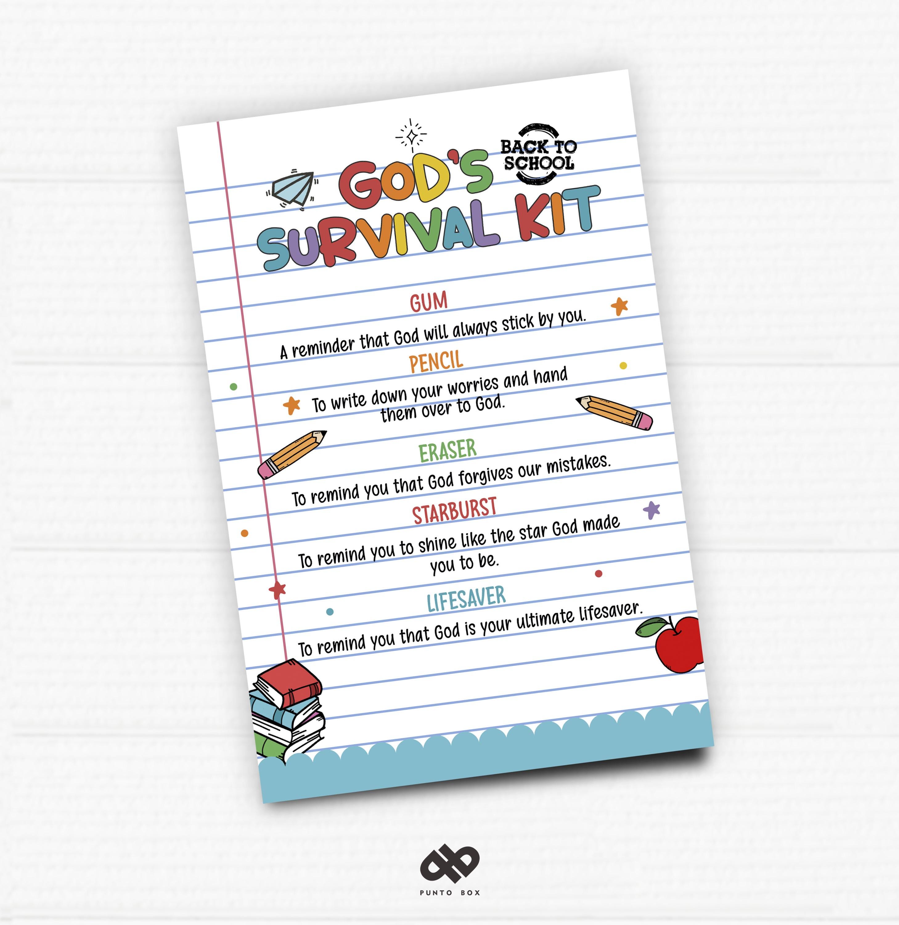 Printable Gods Survival Kit. Back to School Tag. Religious Gift ...