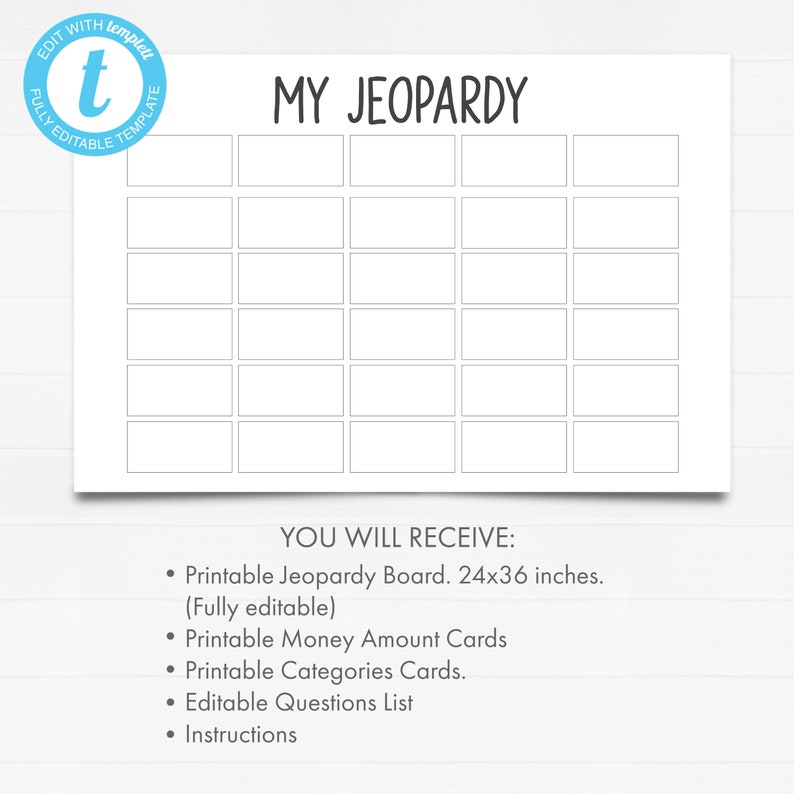 Printable Jeopardy. Fully Editable. Minimalist 24x36 - Etsy