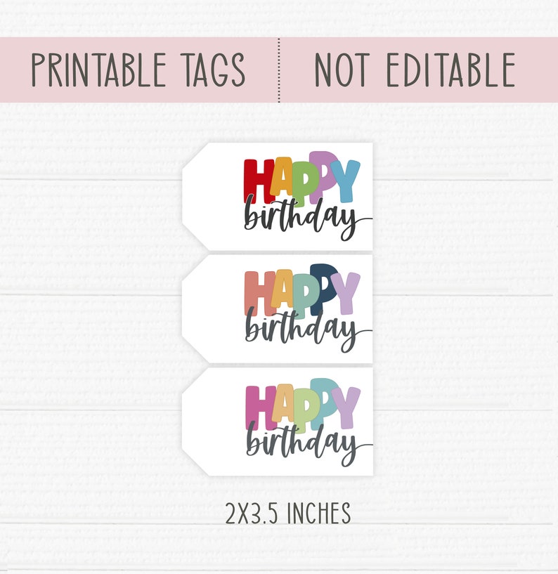 Printable Birthday Tags. Favor Tags. Three Different Designs, Three ...