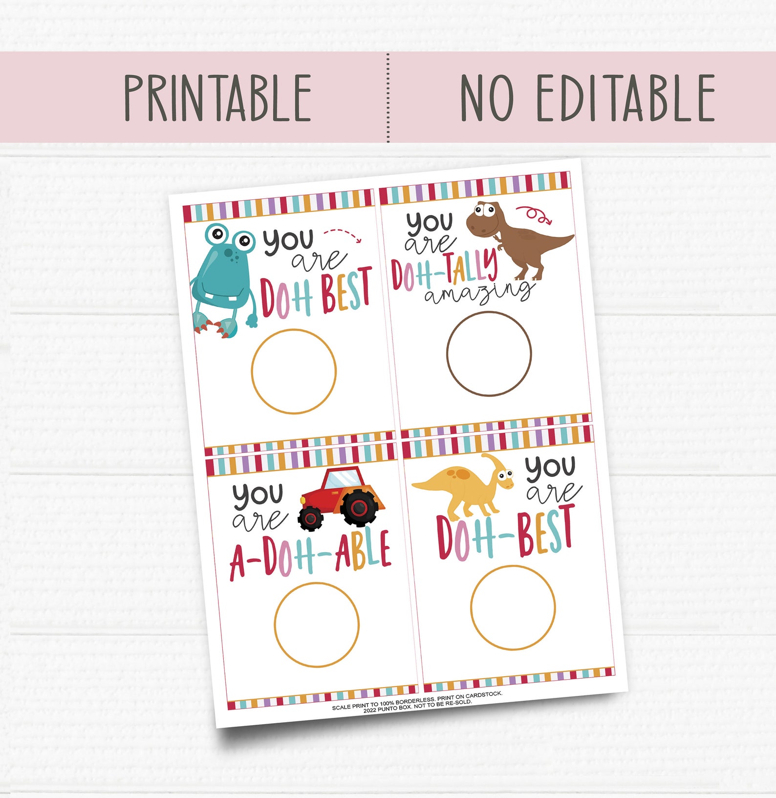 Play Doh Printable Cards. Valentines Day Favor Tags. Kids - Etsy