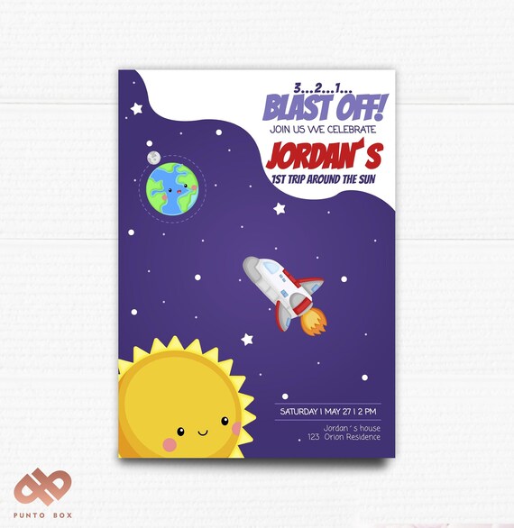 Editable Space Birthday Invitation. 1st Birthday. Blast Off. First Trip ...