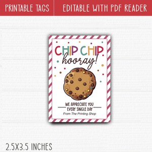 Printable Chip Cookies Favor Tags. Staff. Employee Appreciation Tag ...
