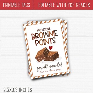 Printable Brownie Favor Tags. Staff. Deserve Brownie Points. Employee ...