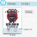 Editable Ninja Party Invitation. Boy Birthday Party. Free Favor Tag and ...