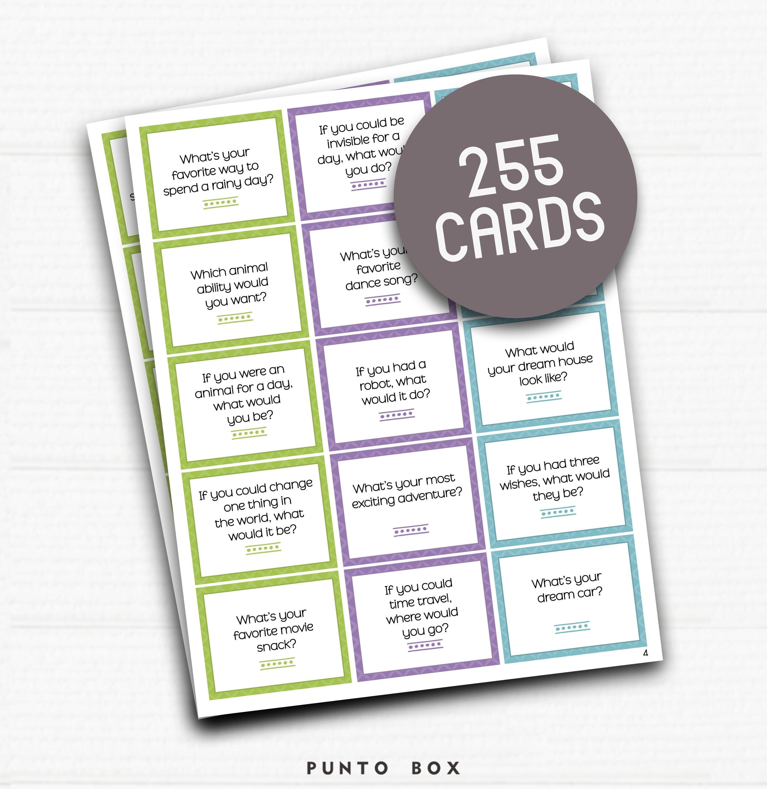 255 Conversation Cards. Printable Conversation Starters Cards. Family ...
