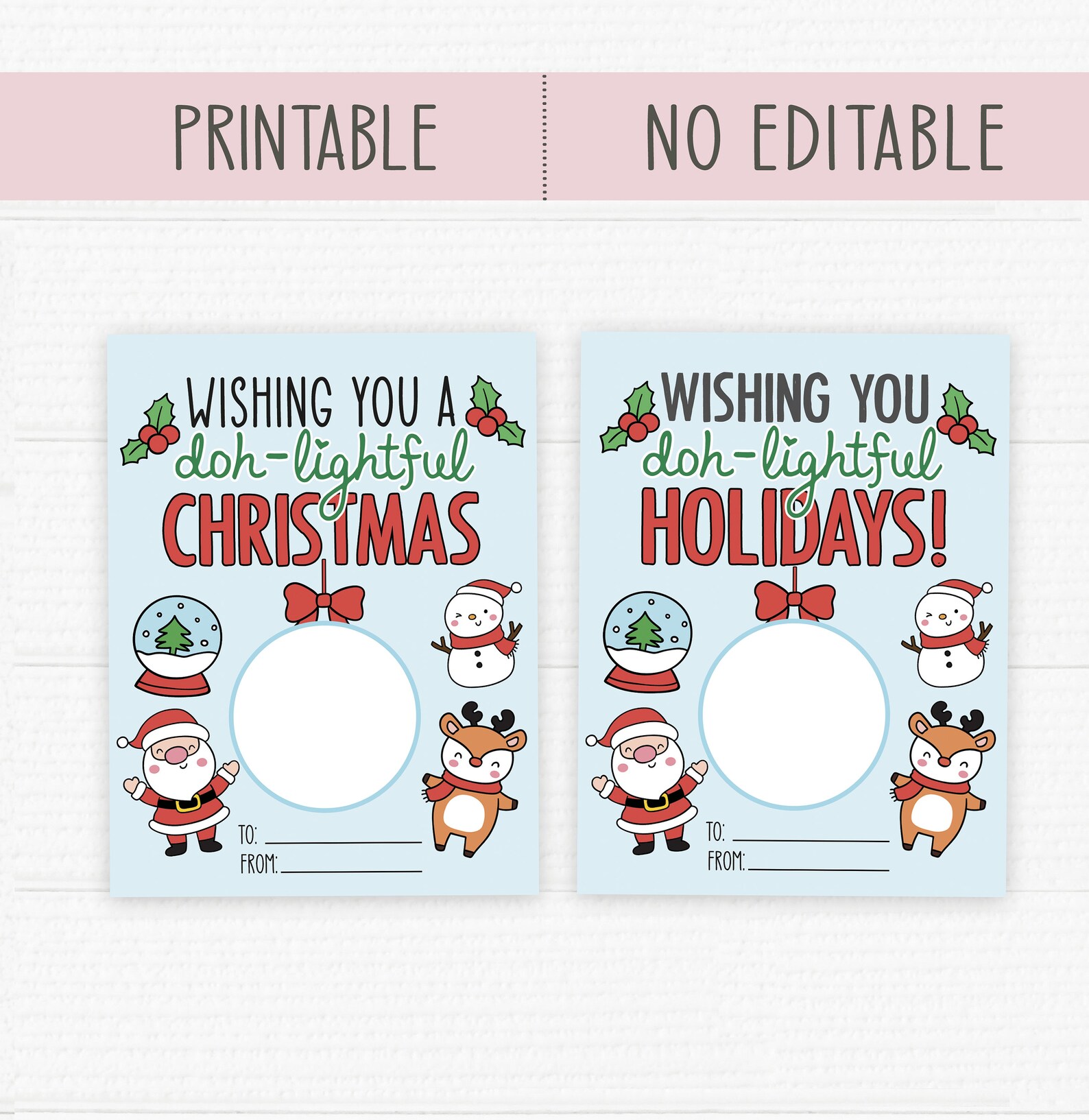 Play Doh Printable Cards. Happy Holidays. Merry Christmas. No - Etsy