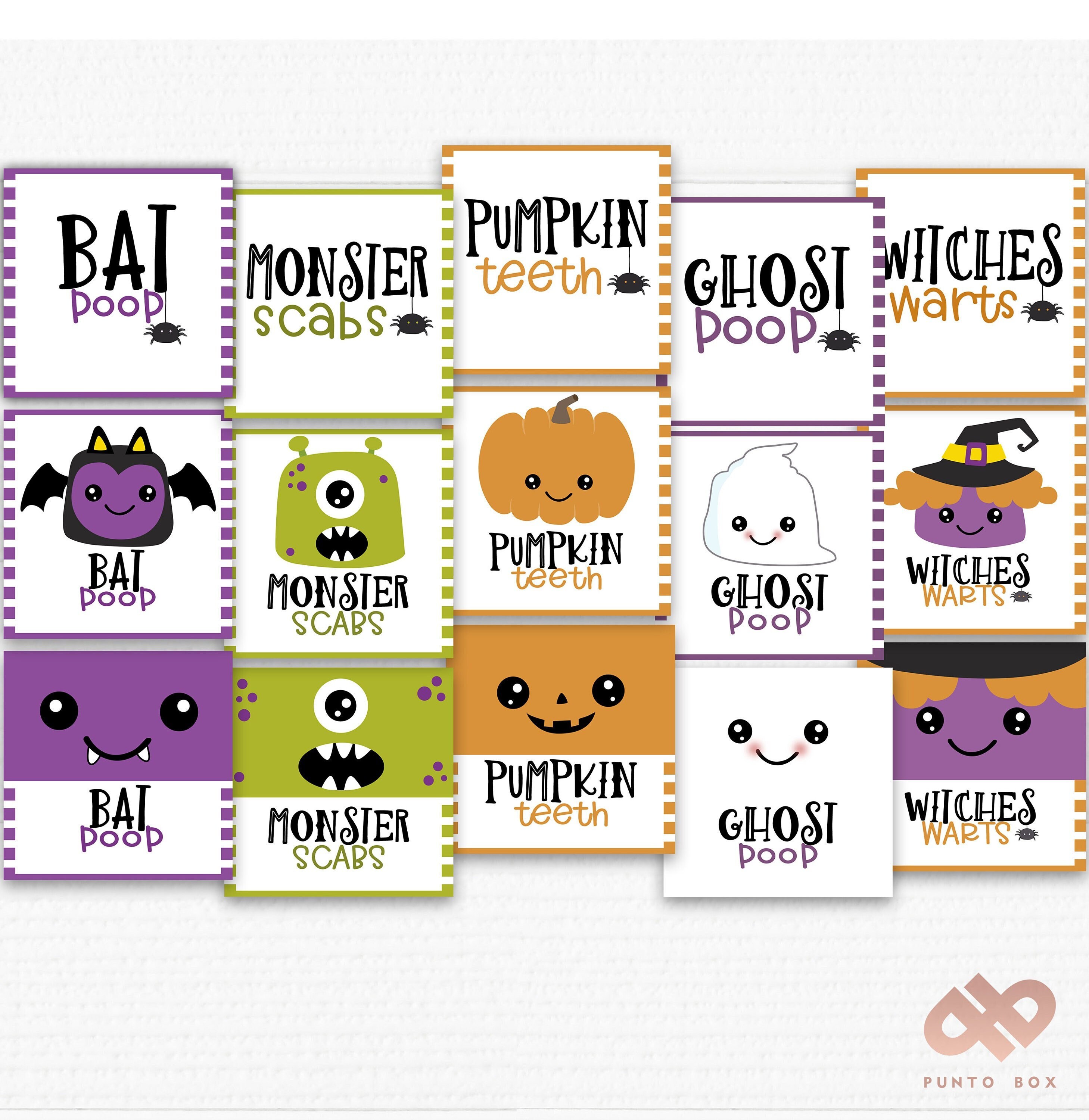 Printable Halloween Monsters Tags. Not Editable. Five Different Designs ...