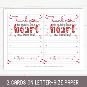 Printable Valentine Teacher Gift – Thanks for Putting Your Heart Into ...