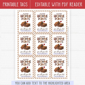 Printable Brownie Favor Tags. Staff. Deserve Brownie Points. Employee ...