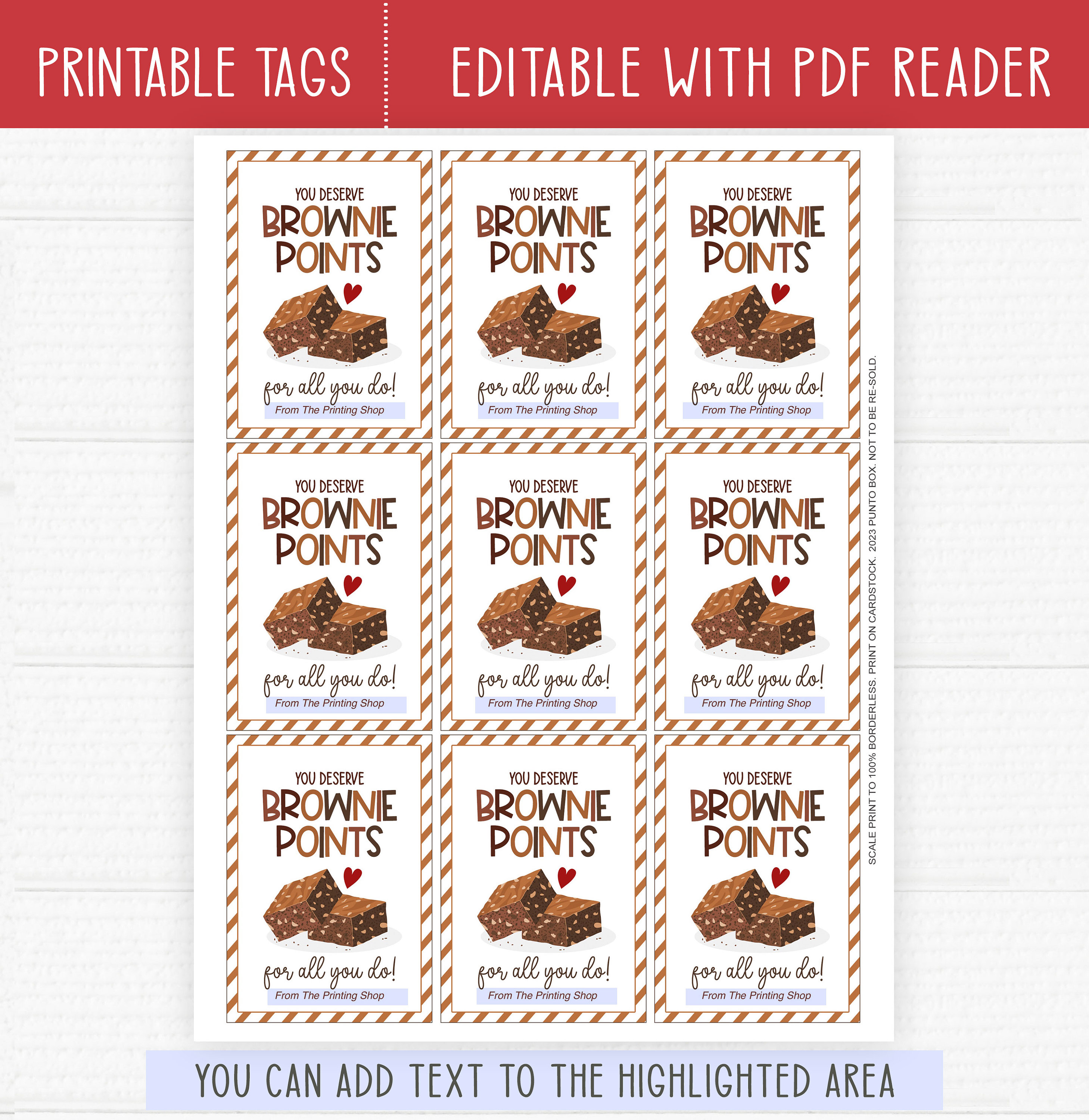 Printable Brownie Favor Tags. Staff. Deserve Brownie Points. Employee ...