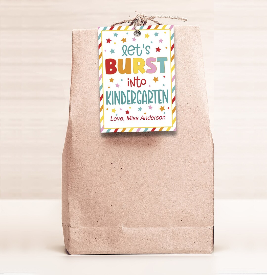 Printable Back to School Star Burst Tag. Editable Tag. Kindergarten ...