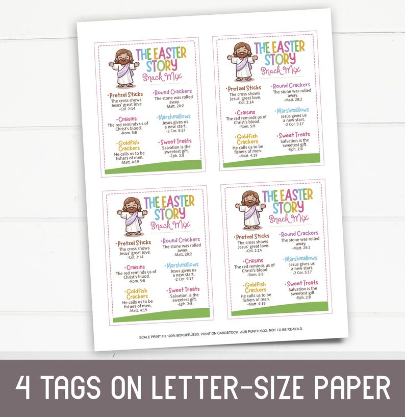 Christian Easter Snack Mix Tag Printable | Easter Story Treat Bag Label ...