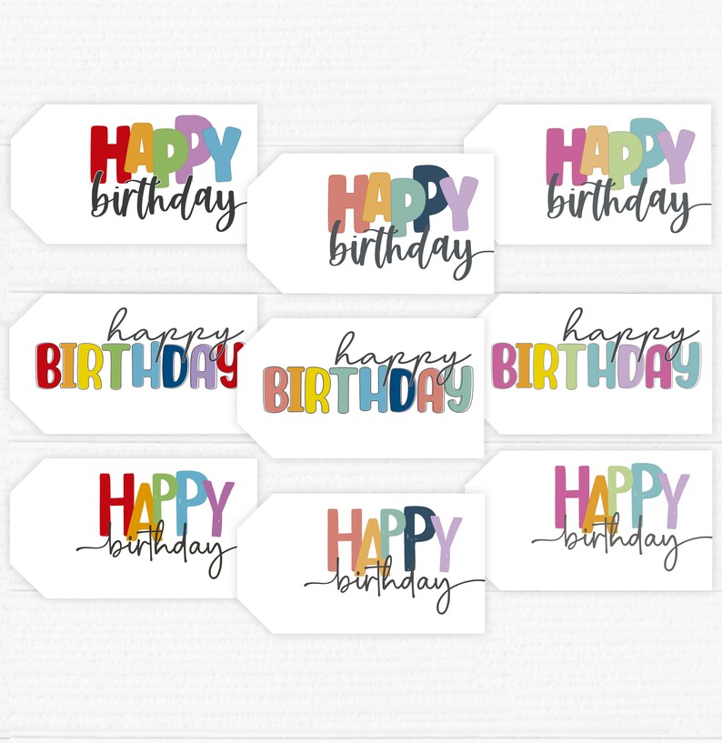 Printable Birthday Tags. Favor Tags. Three Different Designs, Three ...