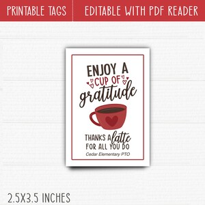Teacher Appreciation Favor Tag. Staff Appreciation. Enjoy a Cup of ...