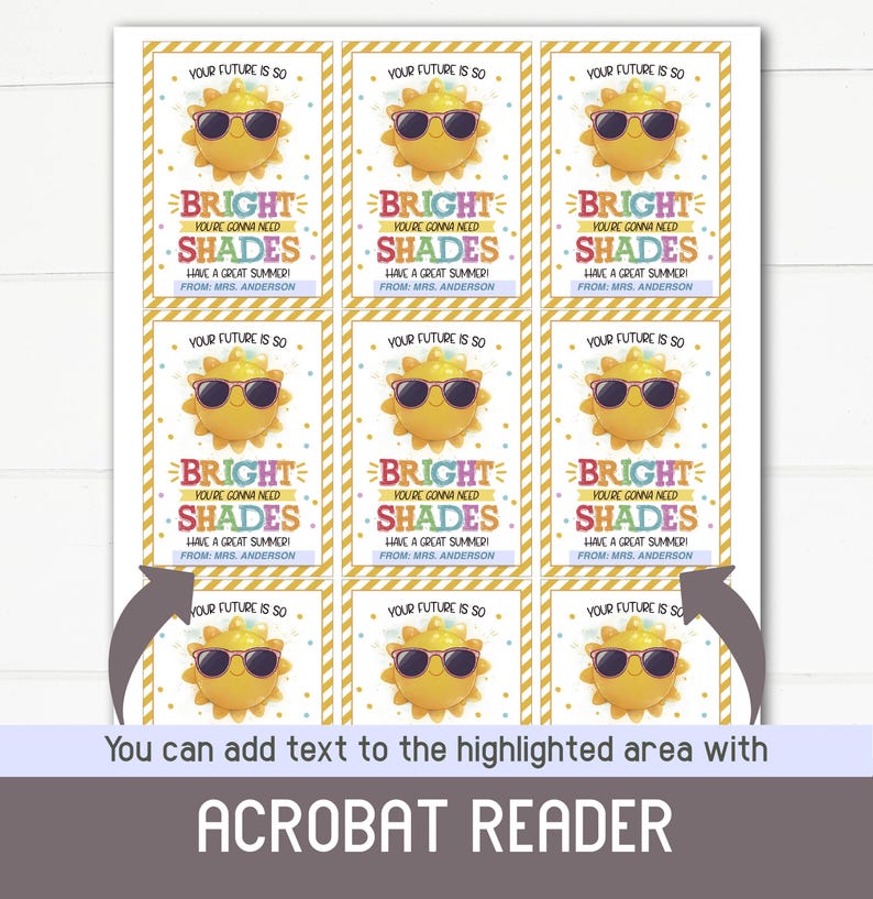 Printable End-of-year Tag – “our/your Future is so Bright” | Student ...
