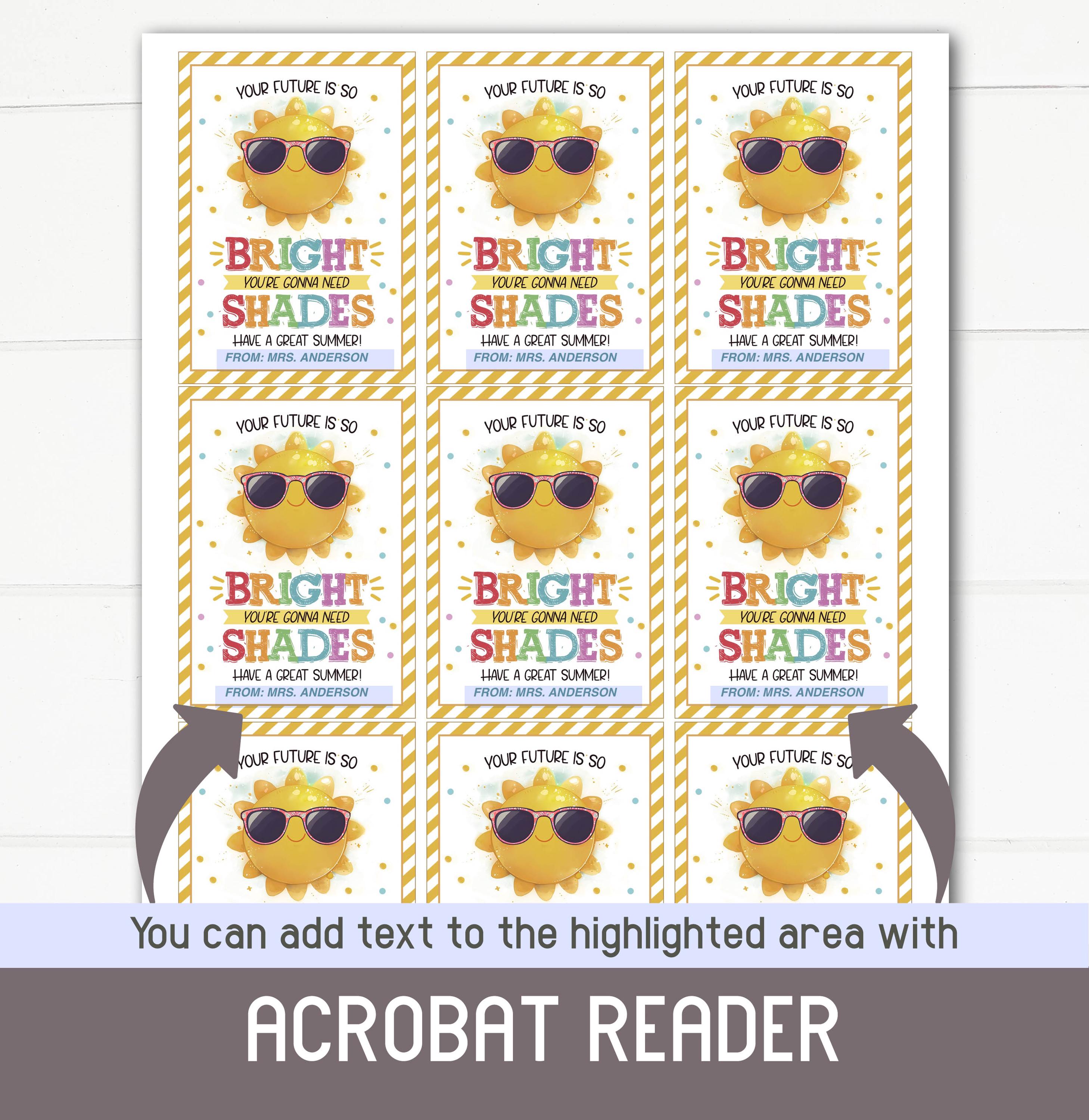 Printable End-of-year Tag – “our/your Future is so Bright” | Student ...