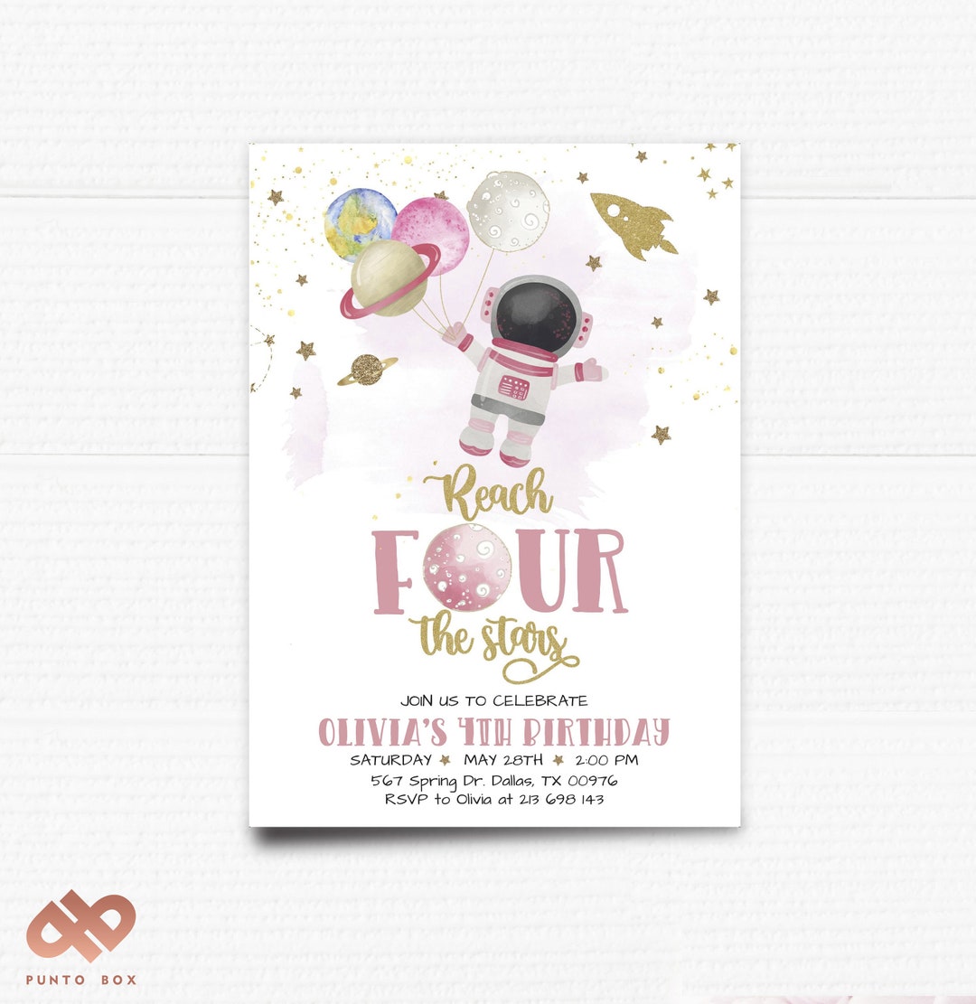 Editable Birthday Fourth Birthday Invitation. Reach Four the - Etsy