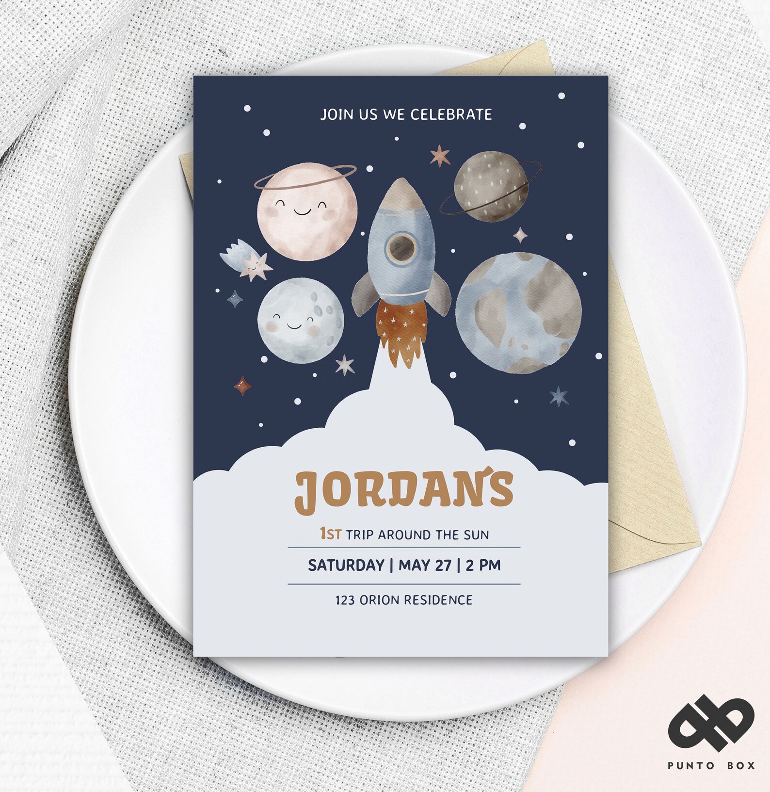 Editable Space Birthday Invitation. 1st Birthday. One Year - Etsy