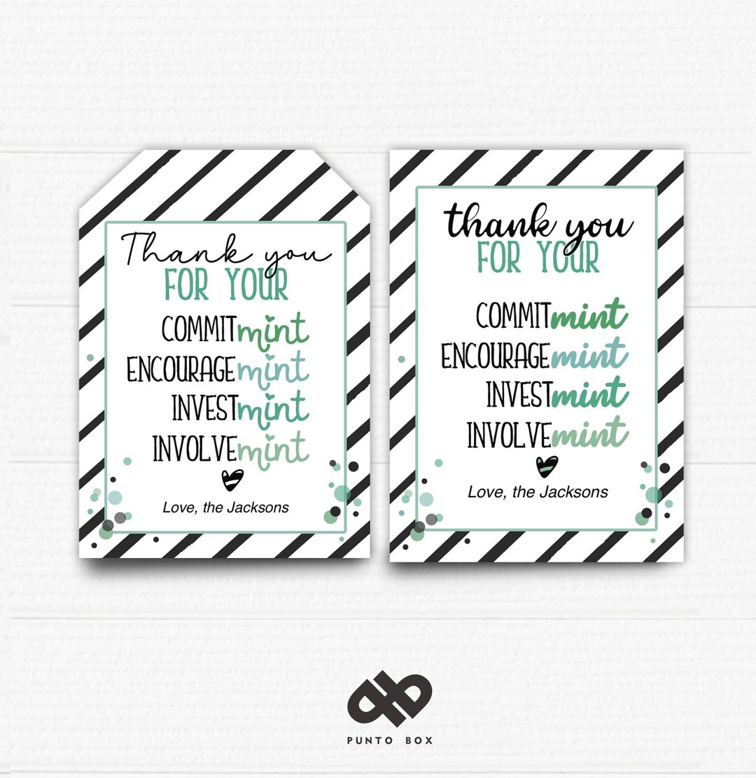 Printable Teacher Appreciation Favor Tag. Thank You for Your Commitmint ...