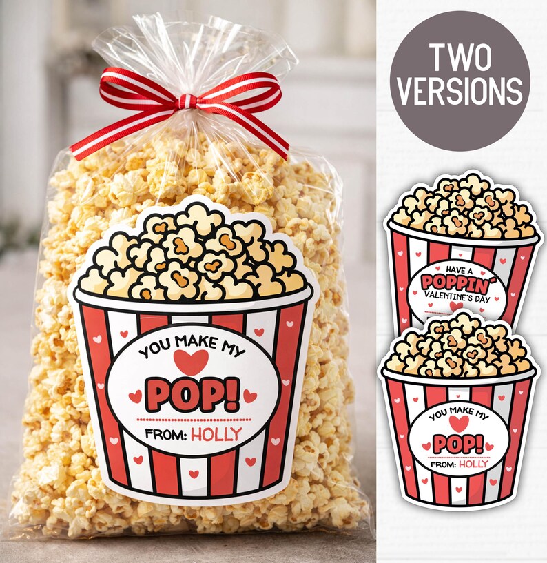 Valentine Popcorn Tags Printable, You Make My Heart Pop Tag, Poppin ...