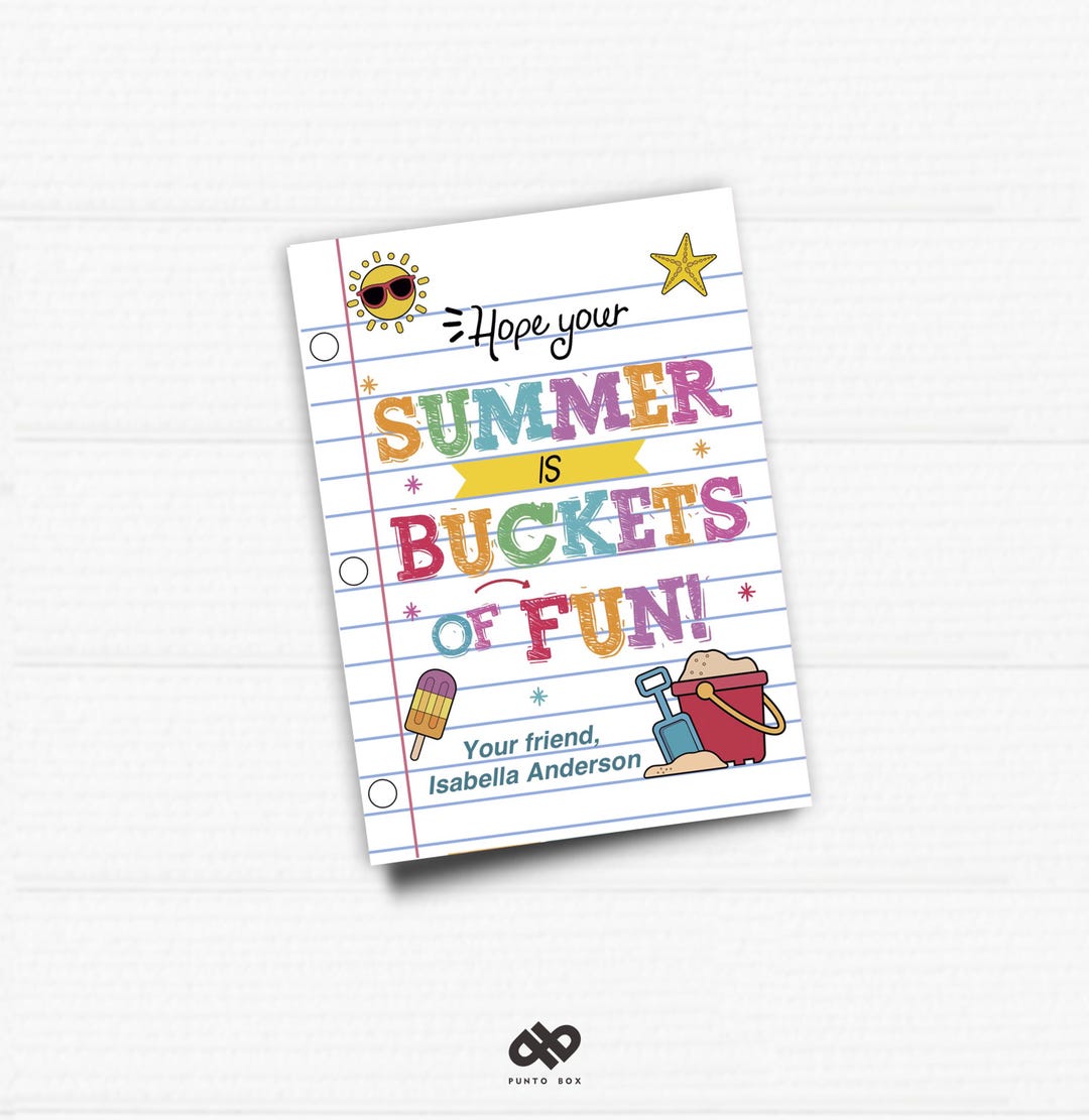 Buckets of Fun Summer Gift Tag | End of Year Student Tag | Printable ...