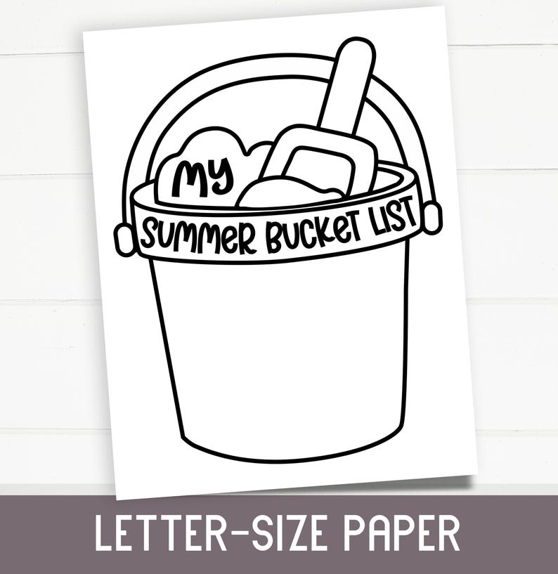 Summer Bucket List Printable for Kids – Color Your Bucket | Letter Size ...