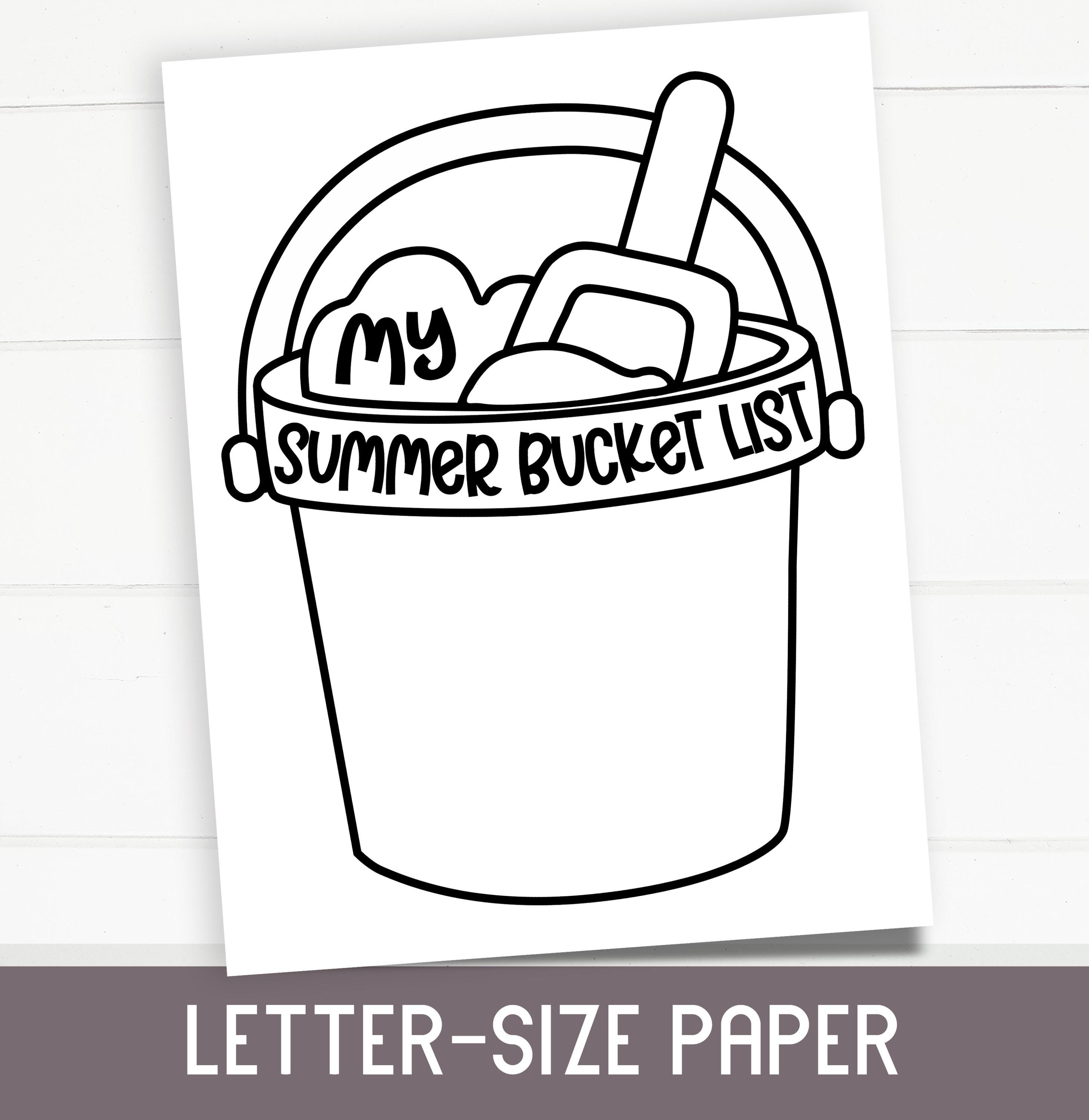 Summer Bucket List Printable for Kids – Color Your Bucket | Letter Size ...