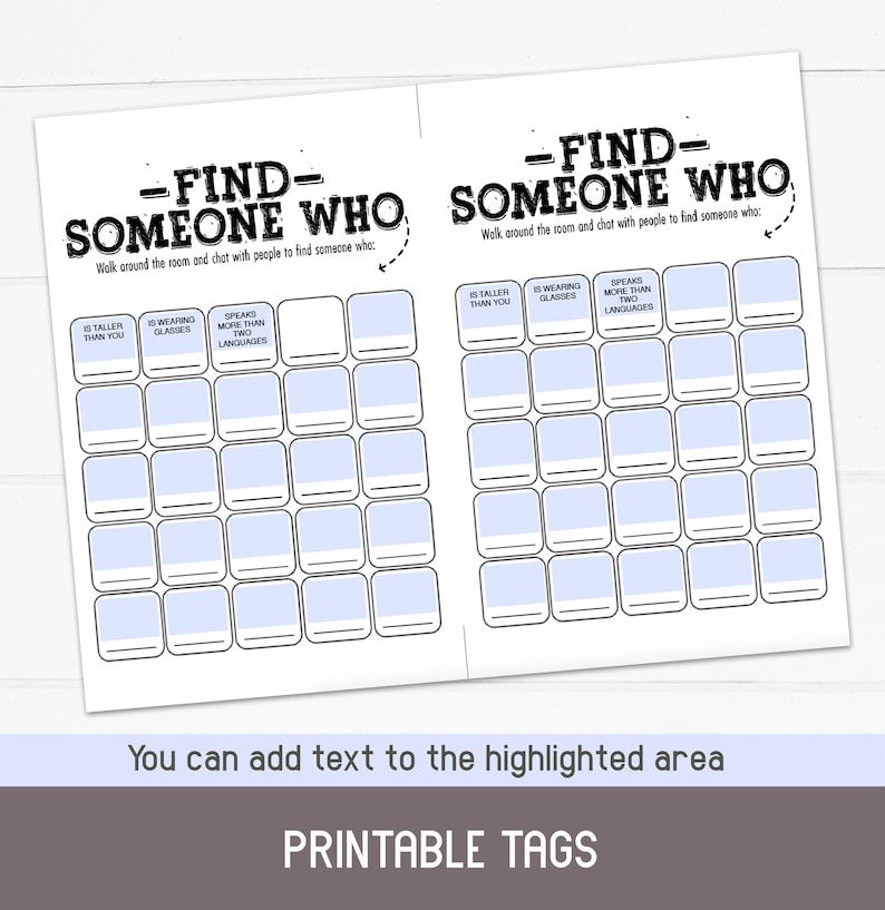 Printable Find Someone Who Bingo. Get to Know You. Two Sizes. Editable ...
