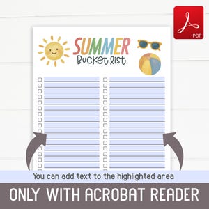 Summer Bucket List Printable for Kids – Editable & Pre-filled Versions ...