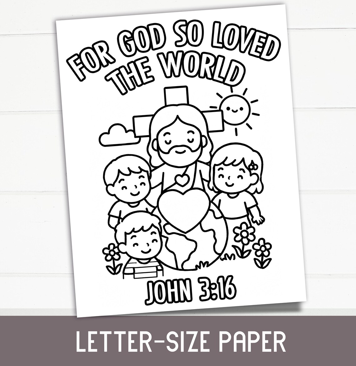 John 3:16 Coloring Page for Kids - Christian Bible Verse Printable ...