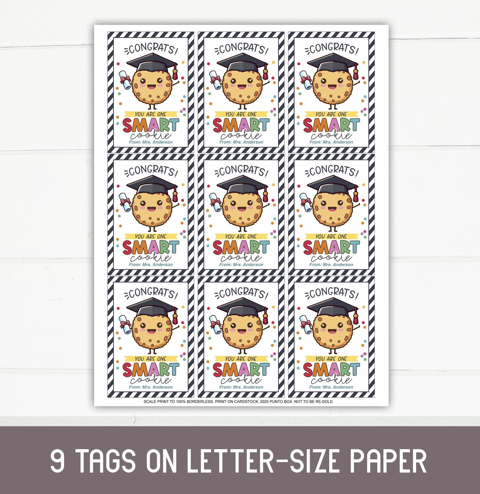 Graduation Tag - One Smart Cookie - Instant Download | Last Day of ...
