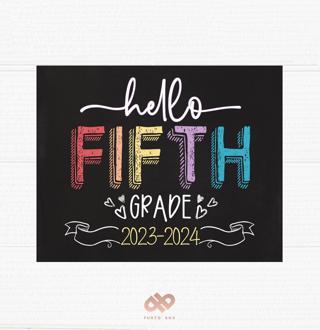 Printable First Day of School Sign. First Day of Fifth Grade - Etsy