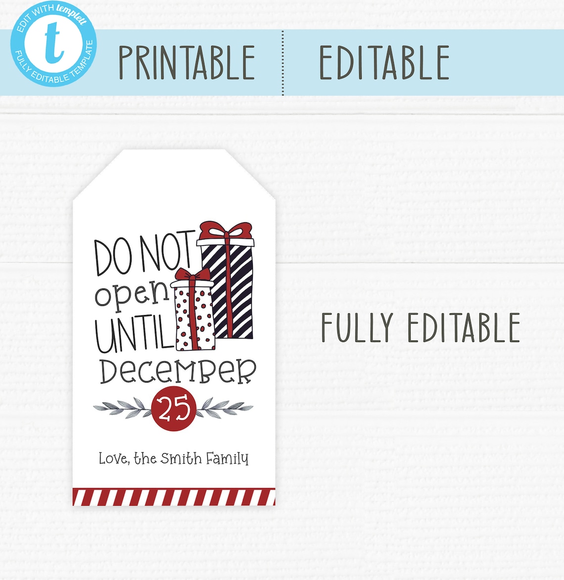 Printable Christmas Tag. Do Not Open Until Dec 25. Favor Tags. - Etsy