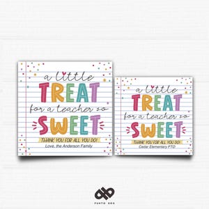 Teacher Appreciation Tag | "a Little Treat for a Teacher so Sweet ...