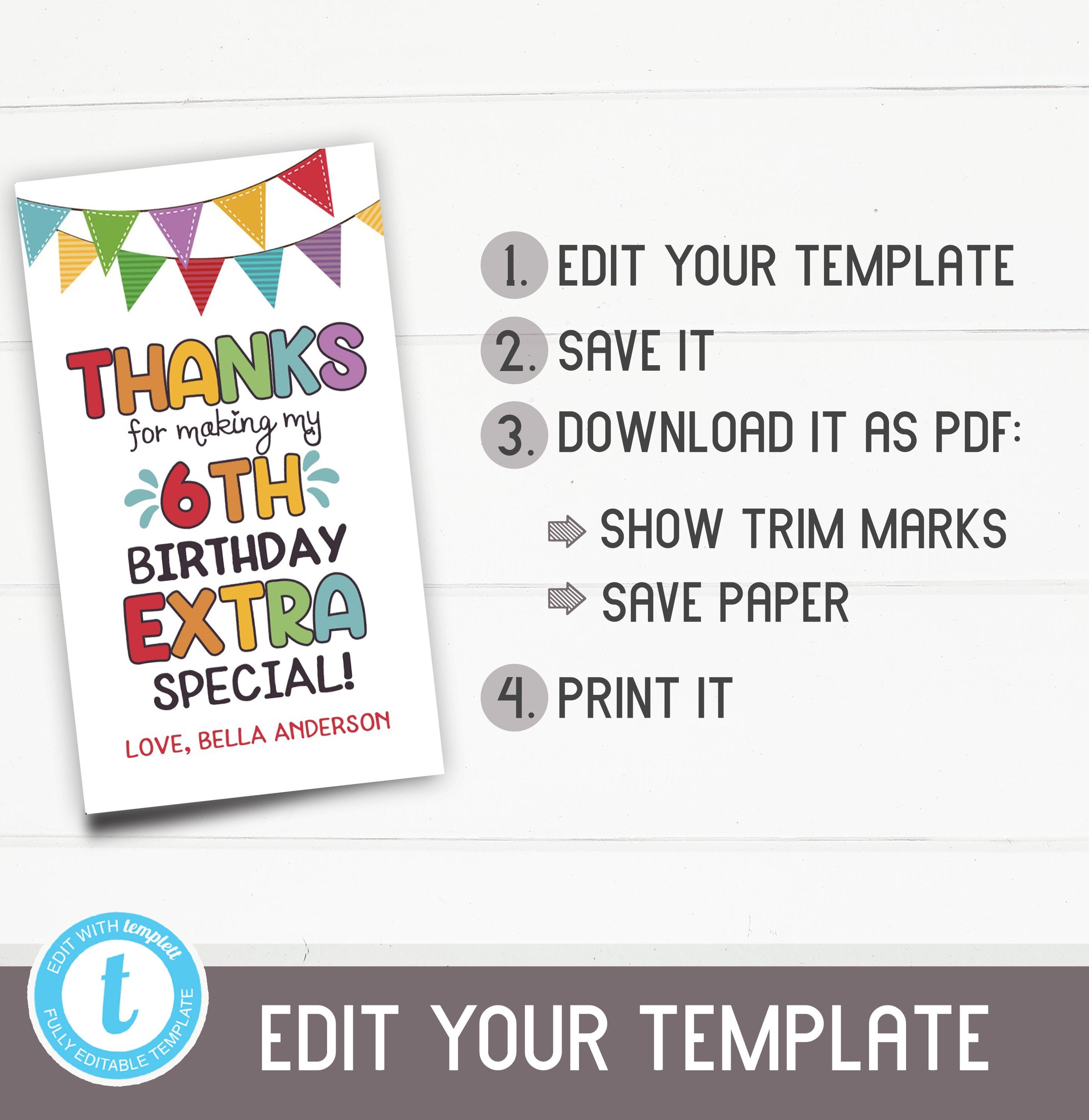 Editable Birthday Tag Printable | Personalized Party Favor Tags for ...
