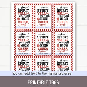 Printable Cheerleader Favor Tags. 8 Candy Gift Bundle. Competition Day ...