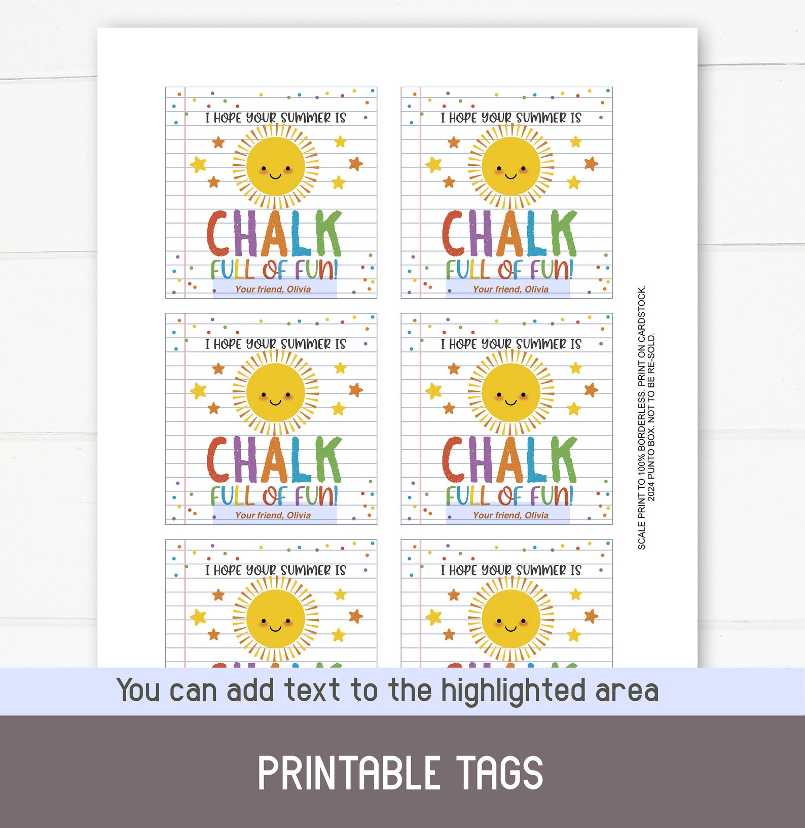 Printable End of School Year Gift Tags. Summer Break. Chalk Full of Fun ...