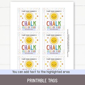 Printable End of School Year Gift Tags. Summer Break. Chalk Full of Fun ...
