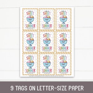 Printable End-of-year Tag – “have a Sweet Summer” | Student Gift Tag ...