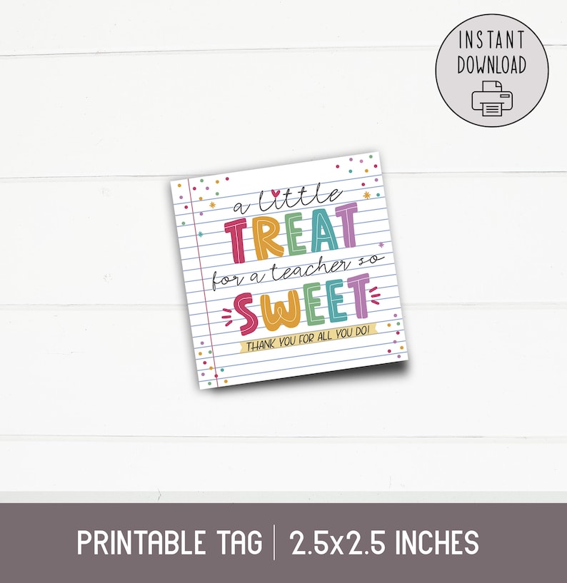 Teacher Appreciation Tag | "a Little Treat for a Teacher so Sweet ...