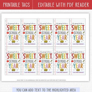 Printable Back to School Tag. Editable Templates Bundle. Sweet School ...
