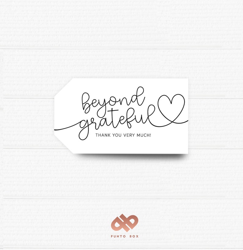 Printable Thank You Tag 2x3.5 | Beyond Grateful Favor Tag | Minimal ...