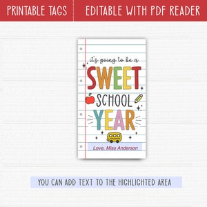 Printable Back to School Tag. Editable Templates Bundle. Sweet School ...