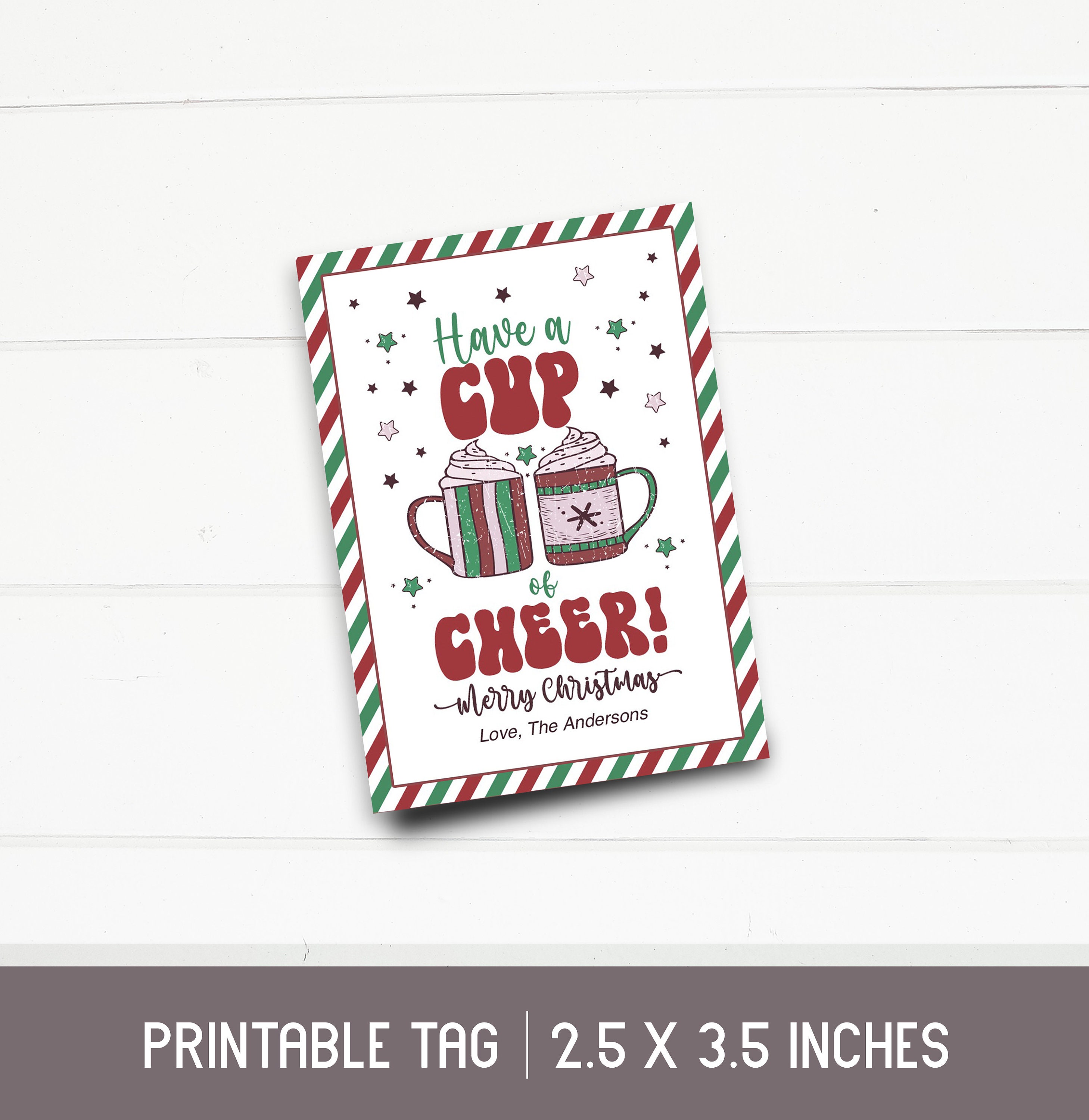 Printable Christmas Gift Tag. Have a Cup of Cheer. Teacher, Employee ...