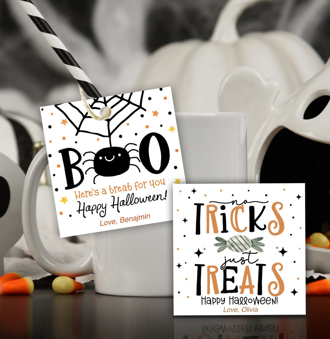 Printable Halloween Favor Tags. Just Treats, Not Tricks. A Treat for ...