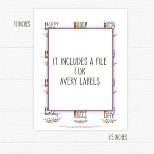 Printable Round Favor Birthday Tags. Not Editable. Three Different ...