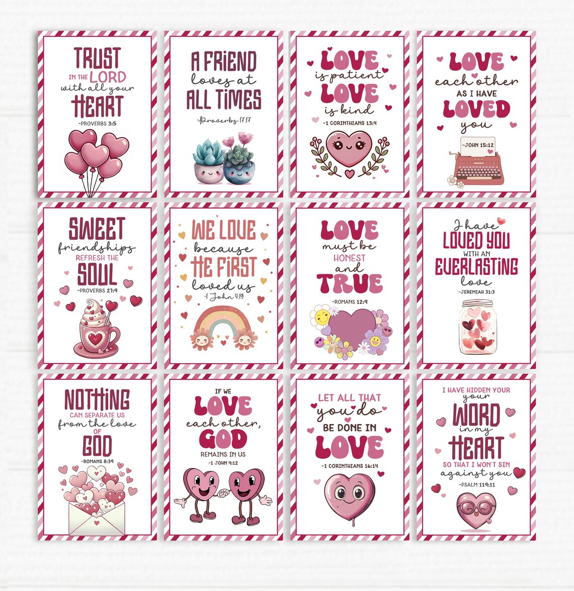 12 Groovy Retro Valentine’s Bible Verse Tags | Printable Christian Gift ...