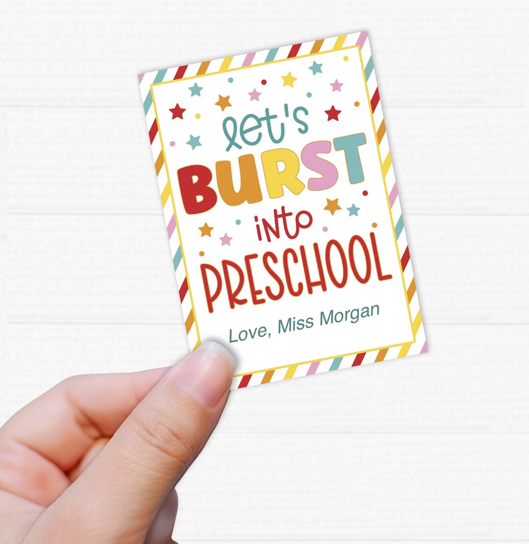 Printable Back to School Star Burst Tag. Editable Tag. Preschool ...